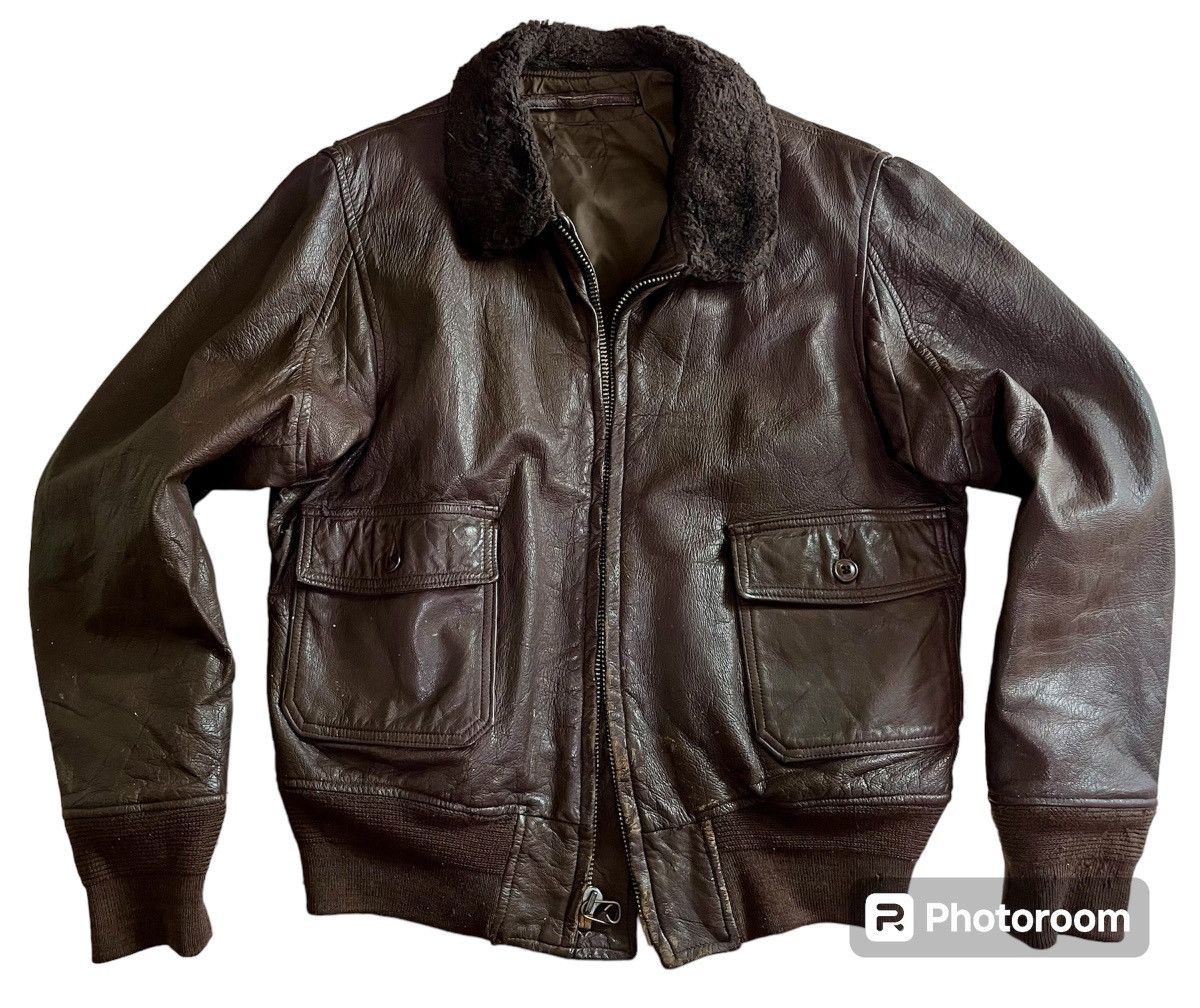 Leather Jacket × Made In Usa × Usn Vintage 70s USN Us Navy G1 Leather ...