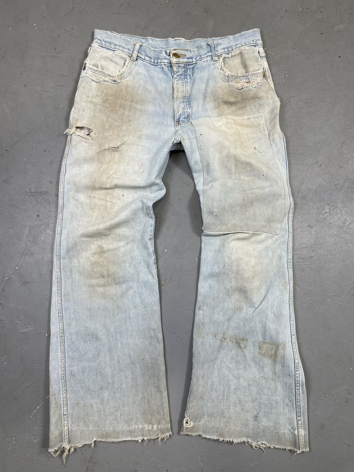 Vintage Vintage 70s Mud Wash Distressed Jeans Size 34”x31” | Grailed