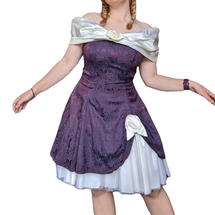Vintage Vintage 80s Ruffle Off Shoulder Prom Dress Cosplay Princess ...
