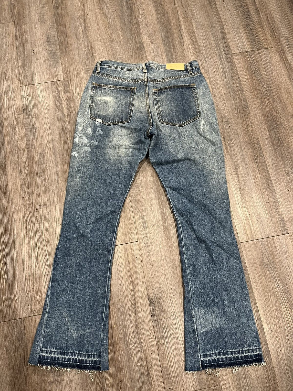 Mnml Blue Carpenter Flare Paint Splatter Jeans Grailed