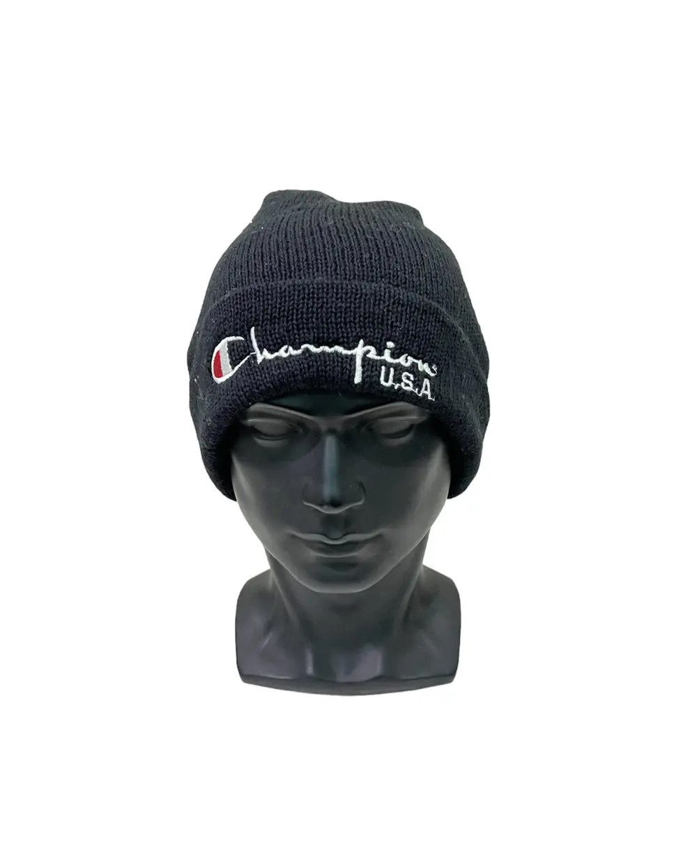 Champion × Hats × Streetwear Vintage Champion USA Spell Out Beanie Hat ...