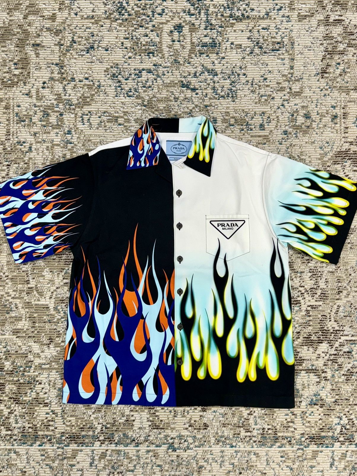 Prada Prada Flame Multicolor Poplin Shirt | Grailed