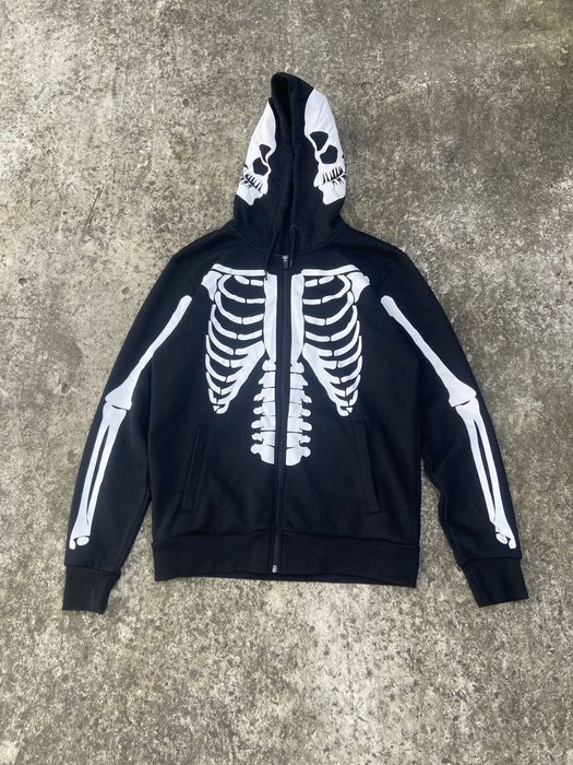 Archival Clothing Y2k skeleton zip up hoodie Streetwear style rare ...
