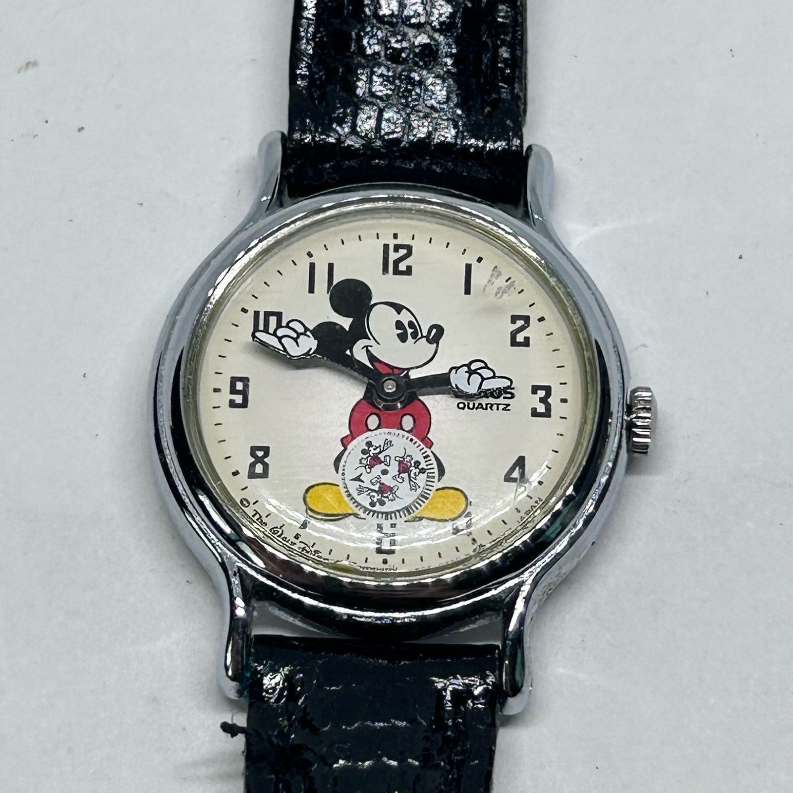 Mickey Mouse LORUS Mickey Mouse Quartz St. Steel Black Strap Ladies ...