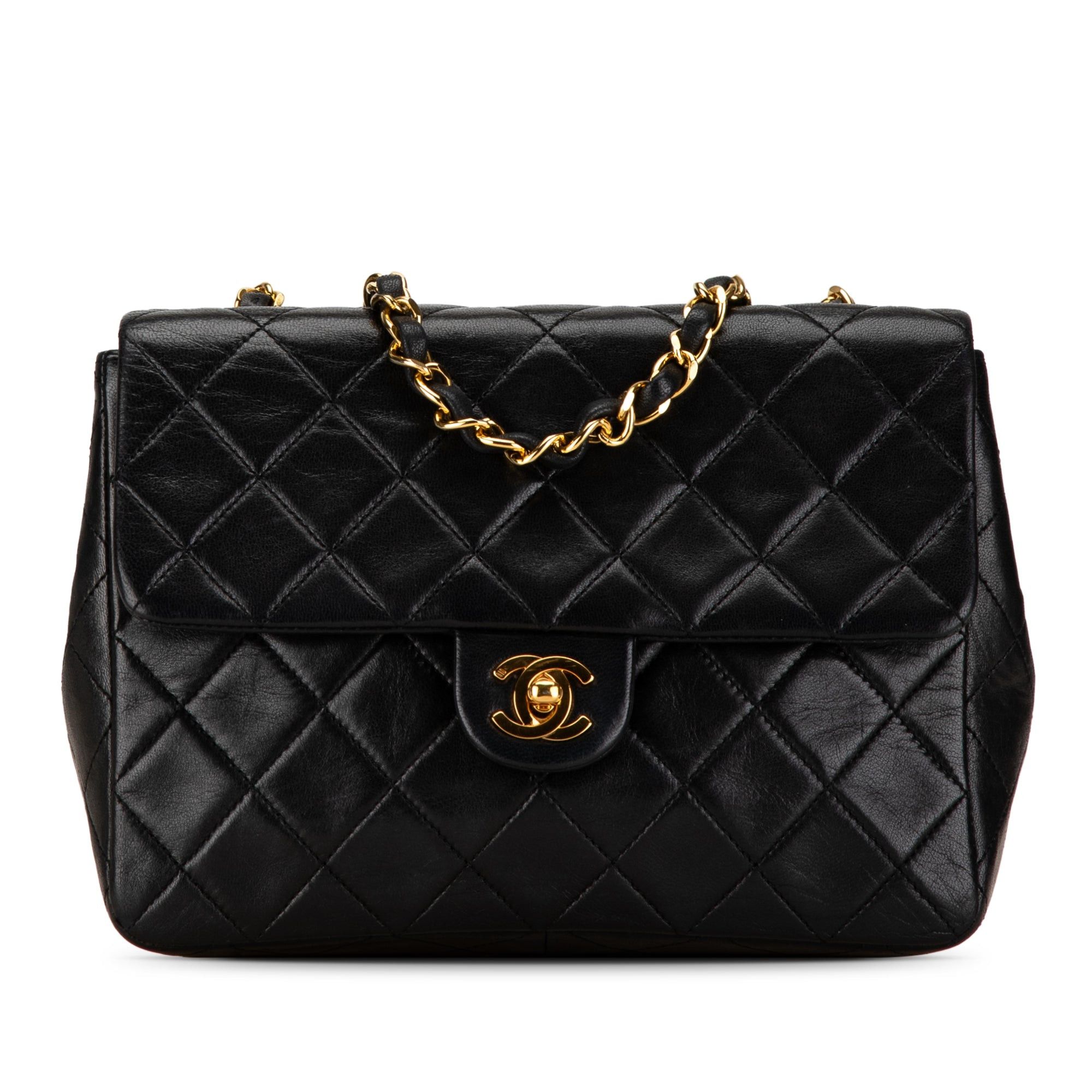 Chanel Black Mini Square Classic Lambskin Single Flap Crossbody Bag ...