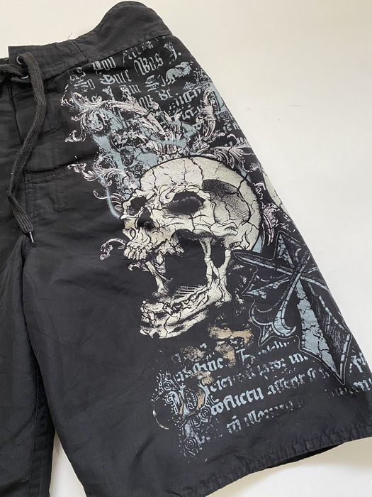 Ed Hardy Crazy Y2K Joe Boxer Skull Graphic Shorts | Grailed