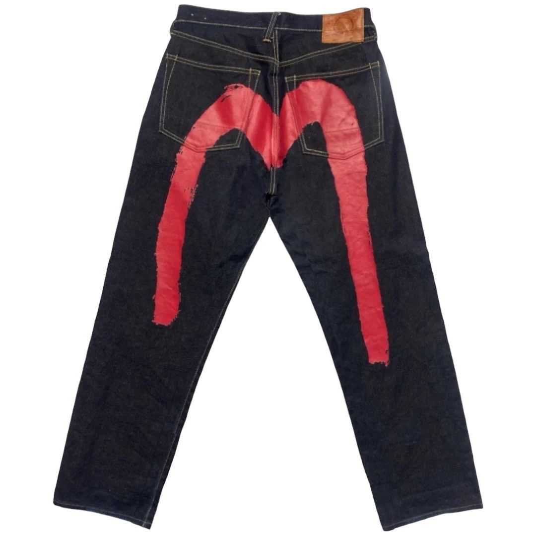 Vintage EVISU RED SELVEDGE DIACOCK DENIM | Grailed