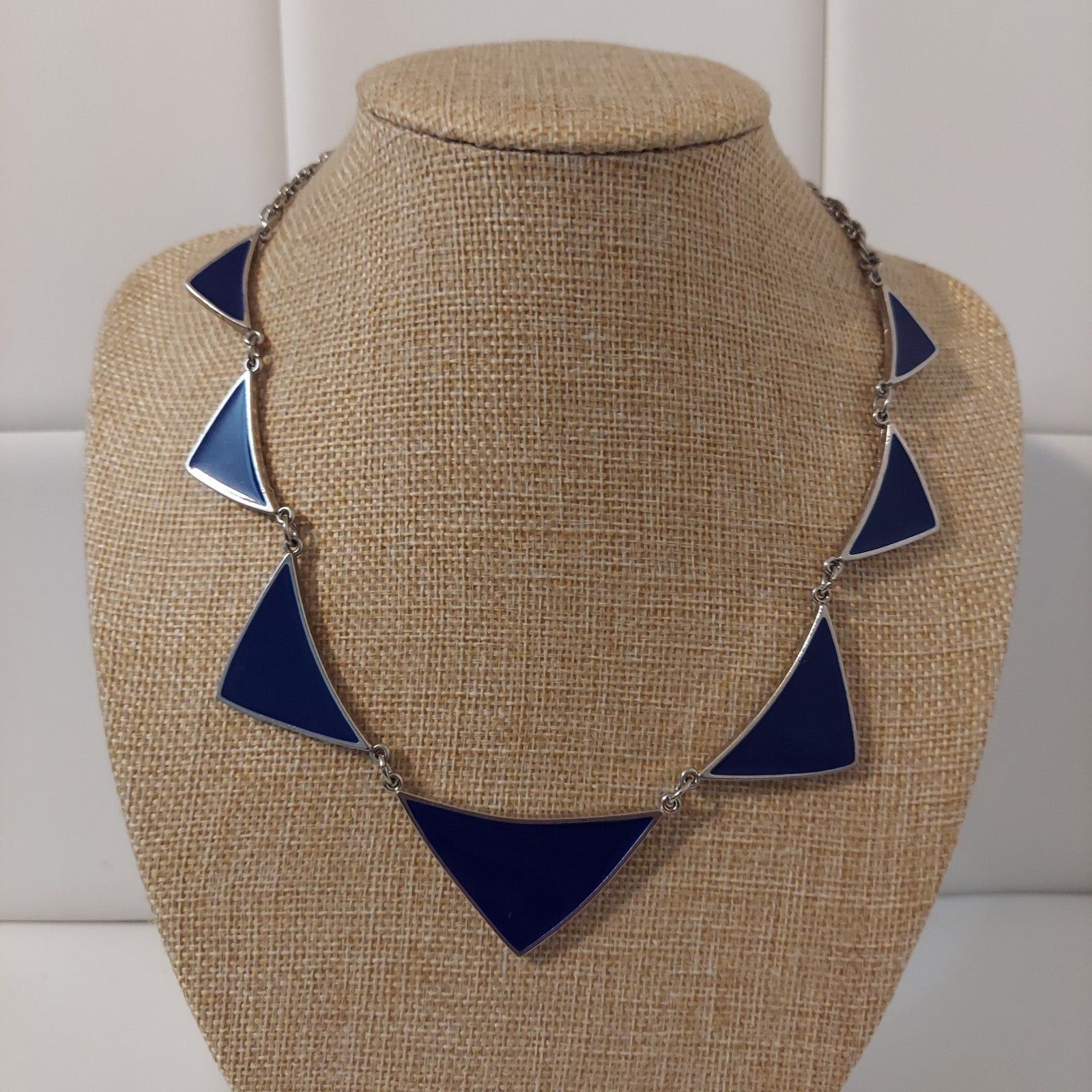 Express Vintage Express Blue Enamel Triangles Statement 16" Necklace ...