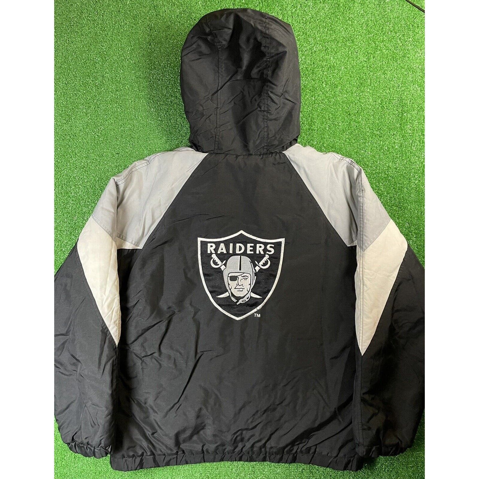 Starter Vintage 90s Raiders Medium Puffer Zip Black Starter Jacket ...