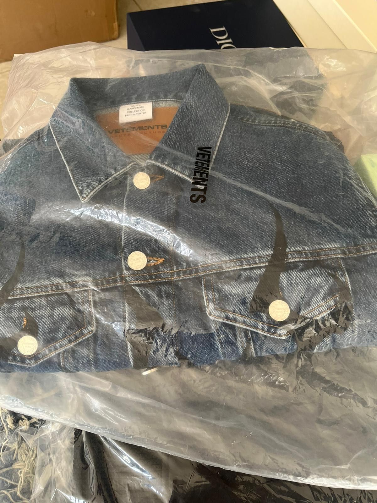 Vetements Black Fire Denim Jacket in Blue/Black | Grailed