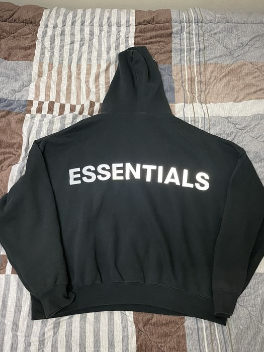 Fear of God Fear of God Essentials Hoodie Black 3M Reflective FW19 ...