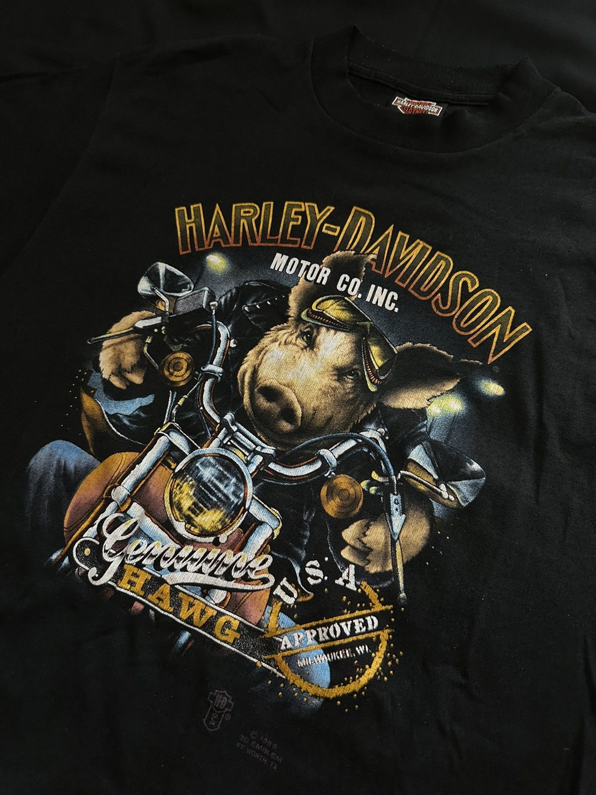 Vintage Vintage Tee 80s 3D Emblem Hawg Harley Davidson single stitch ...