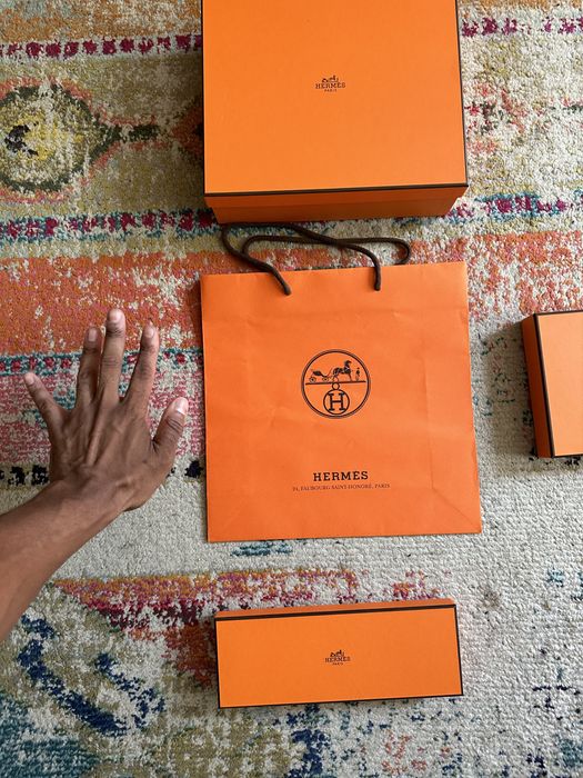 Hermes Hermès Boxes and Hermès Medium Orange & Brown Bag | Grailed
