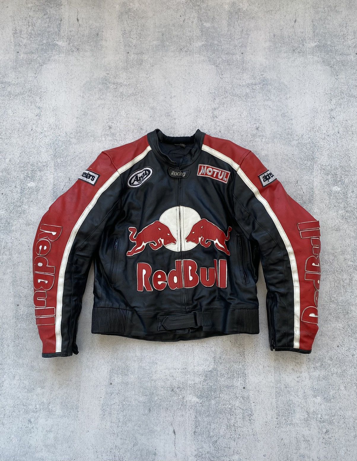 Vintage Vintage Red Bull Heavy Leather Motorcycle Racing Jacket | Grailed