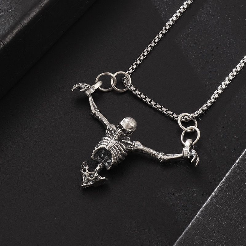 Chain × Custom × Very Rare Crucifixion Skull Half Body Skeleton Hanging ...