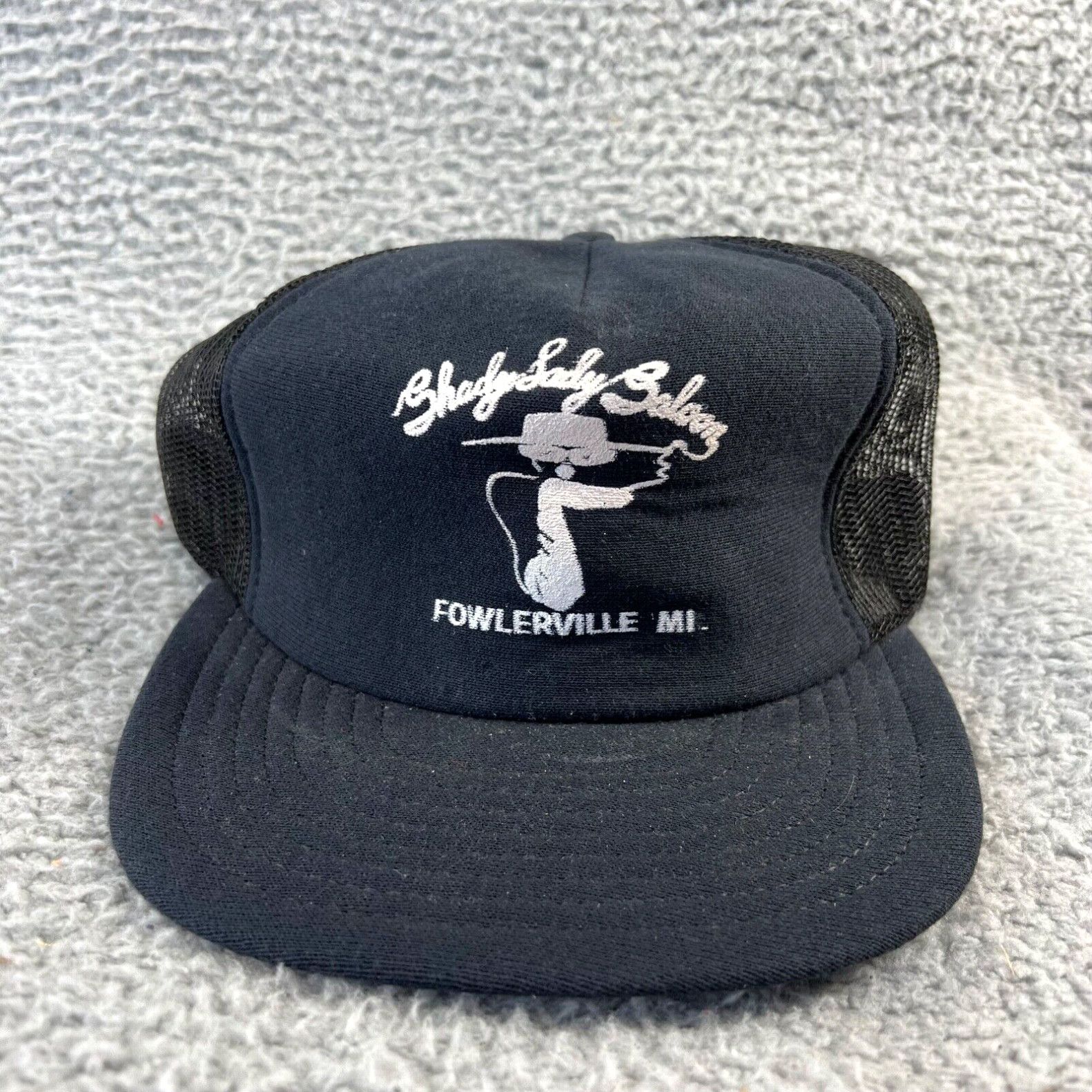 Screen Stars Vintage Shady Lady Saloon Hat Black White Mesh Trucker ...