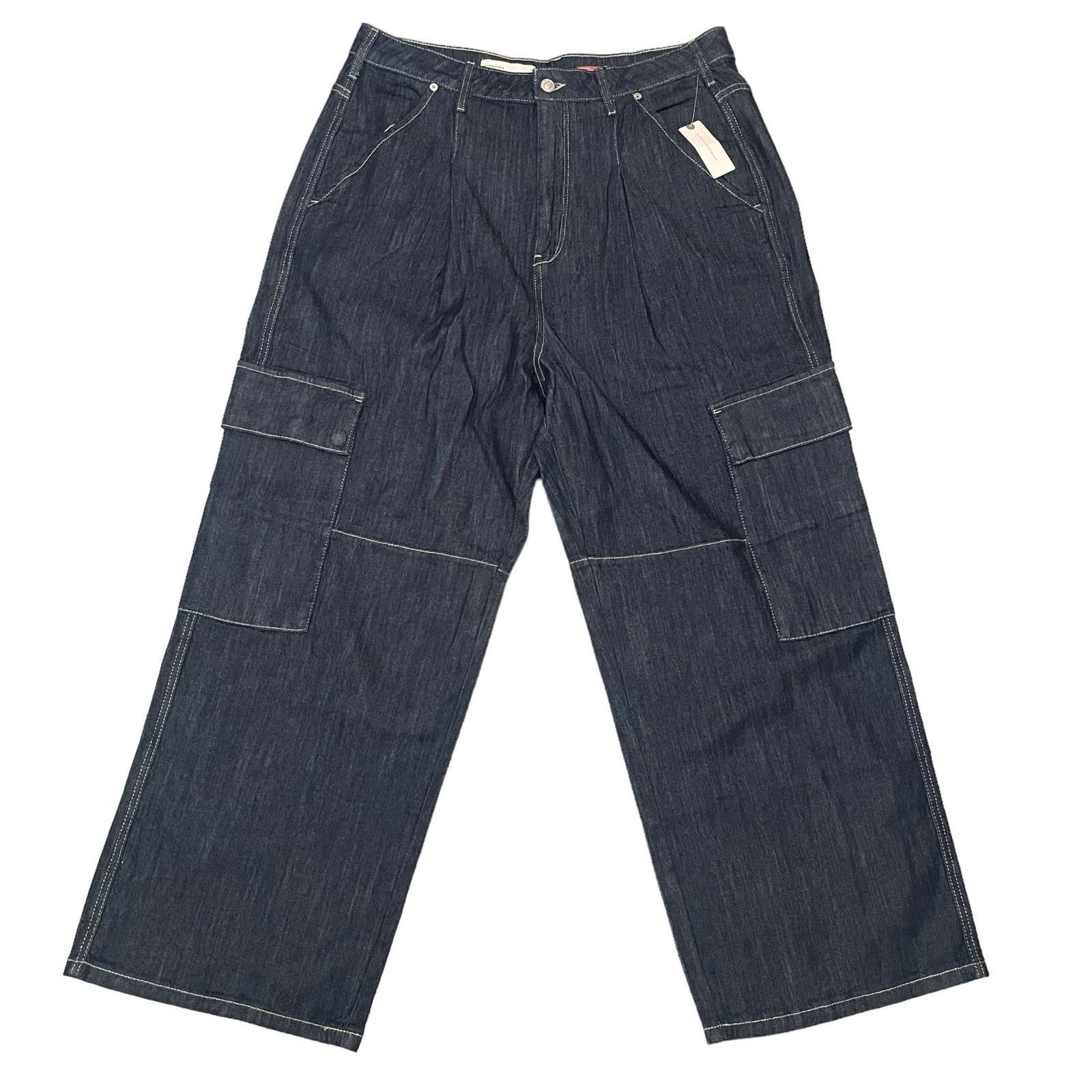 Anthropologie Pilcro Low Slung Relaxed Fit Cargo Jean Blue Oversized 32 ...