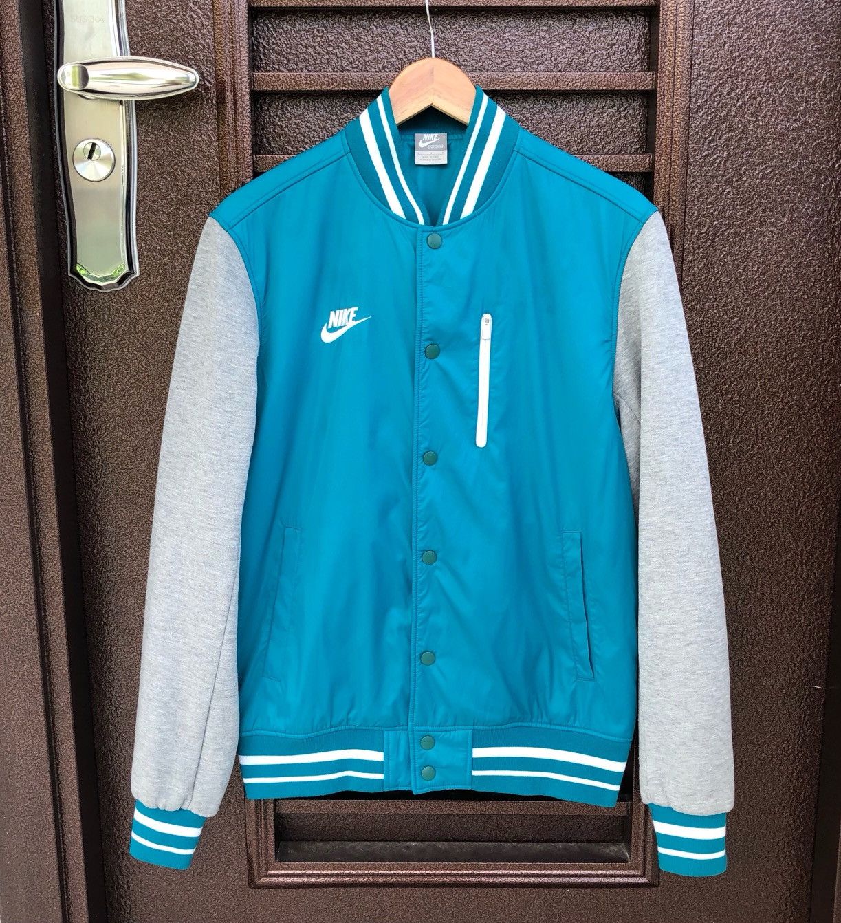 Nike × Streetwear × Varsity Jacket Nike Stadium Tiffany Blue Embroidery ...