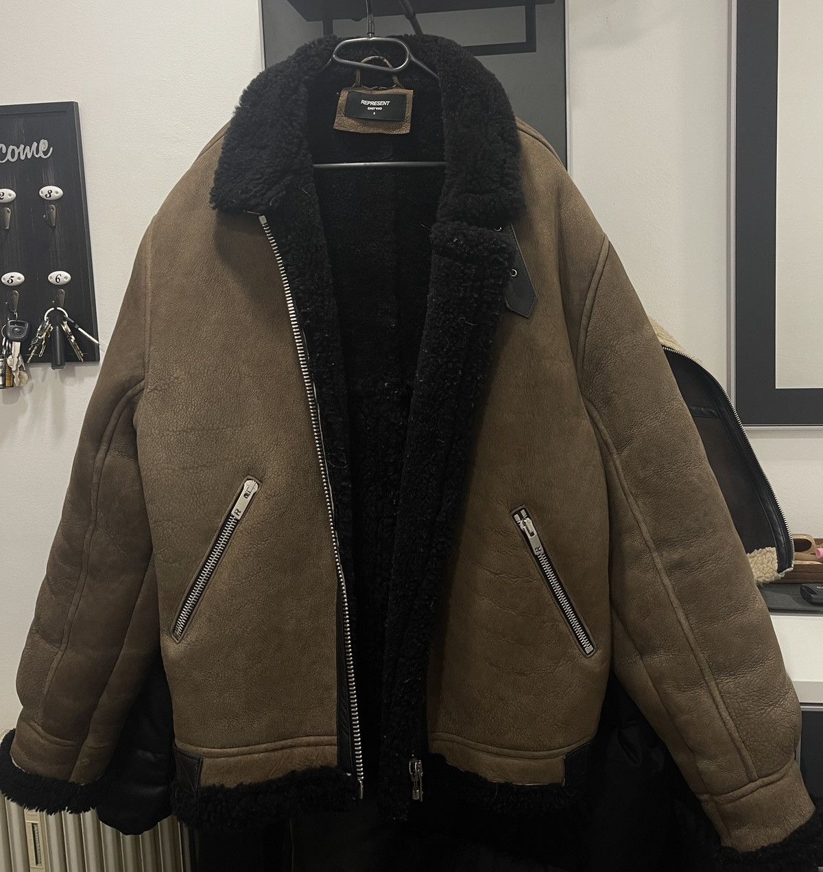 Represent Clo. Represent Shearling Jacket Brown | Grailed
