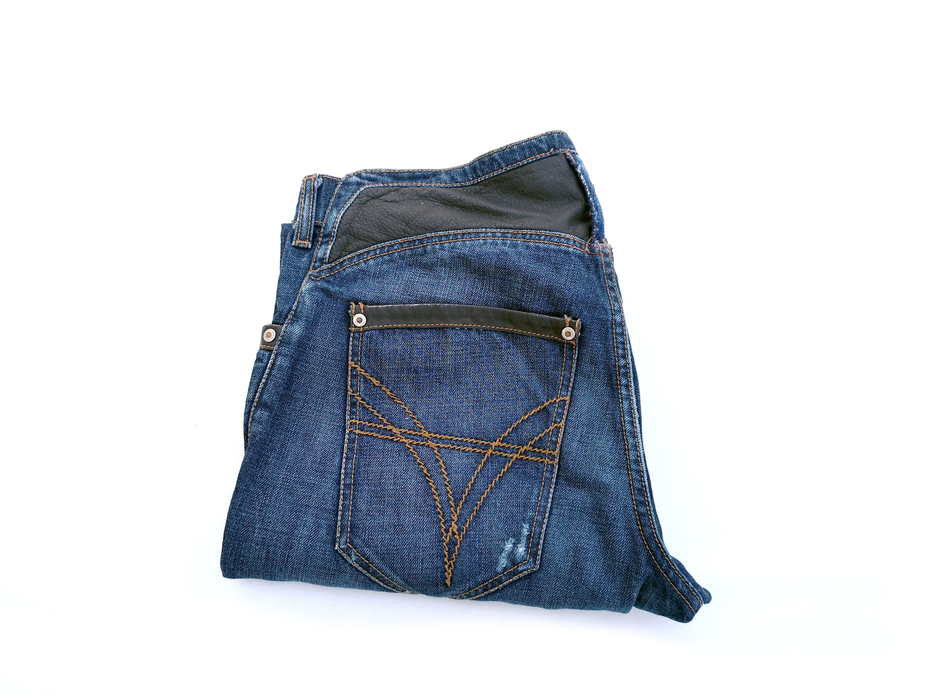 Andrew Mackenzie Andrew MacKenzie Jeans Leather Trimmed Dark Blue Wash ...