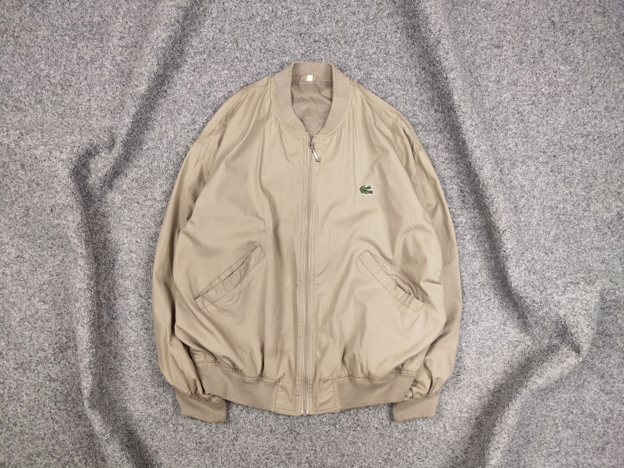 Lacoste Vintage 90's Lacoste custom double logo Beige Bomber Jacket ...