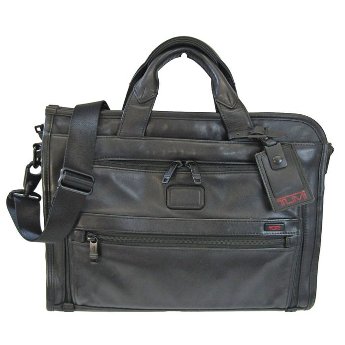 Tumi Tumi Slim Deluxe Portfolio 96110DH Men's Leather Briefcase Black ...
