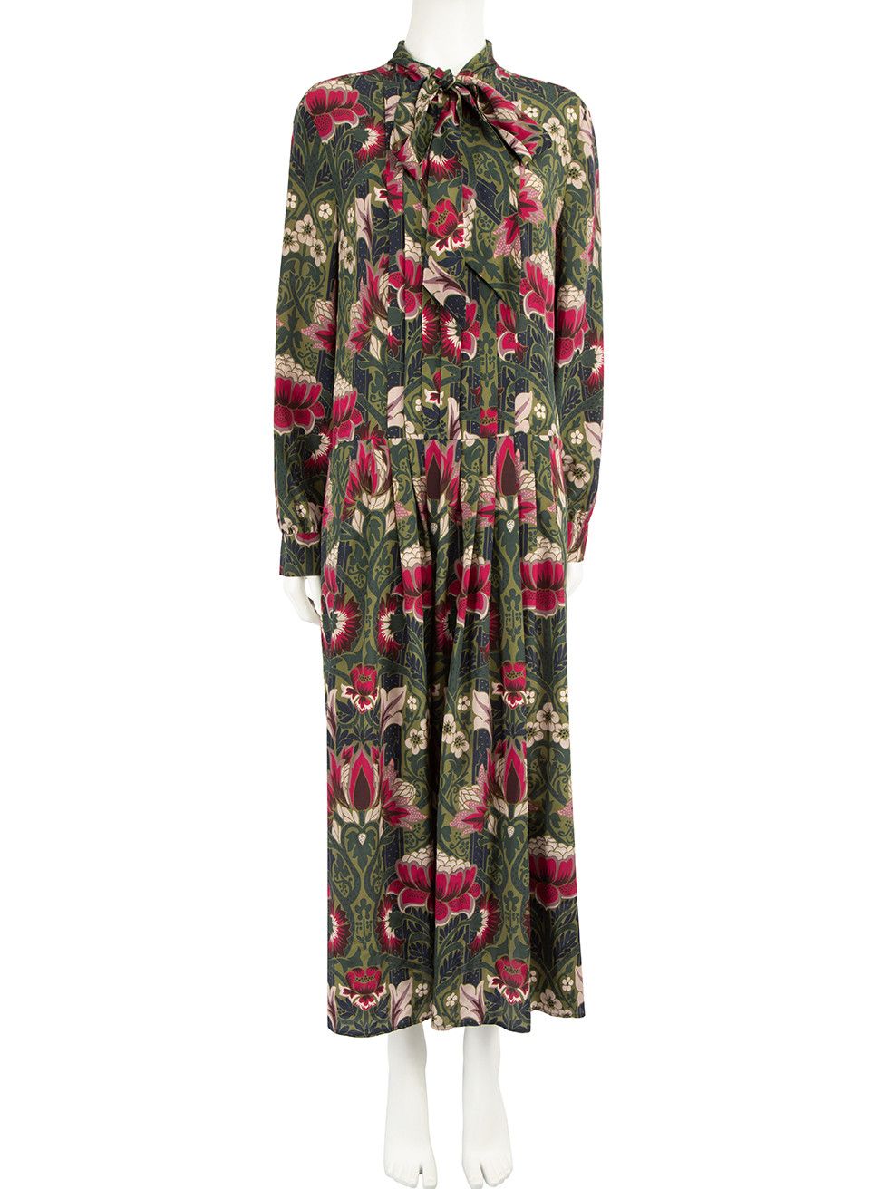Max Mara Weekend Max Mara Green Silk William Morris Midi Dress | Grailed