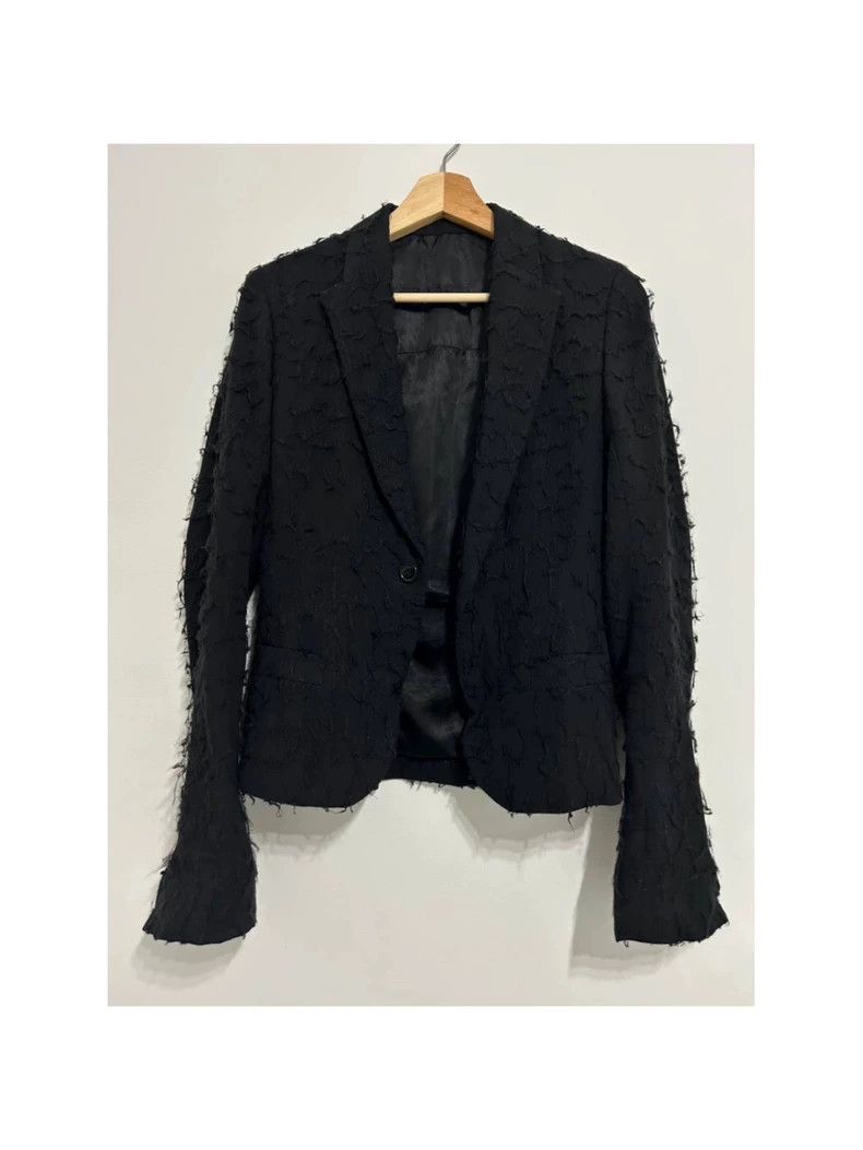Rick Owens Rick Owens early silk shattered texture dark suit jacket ...