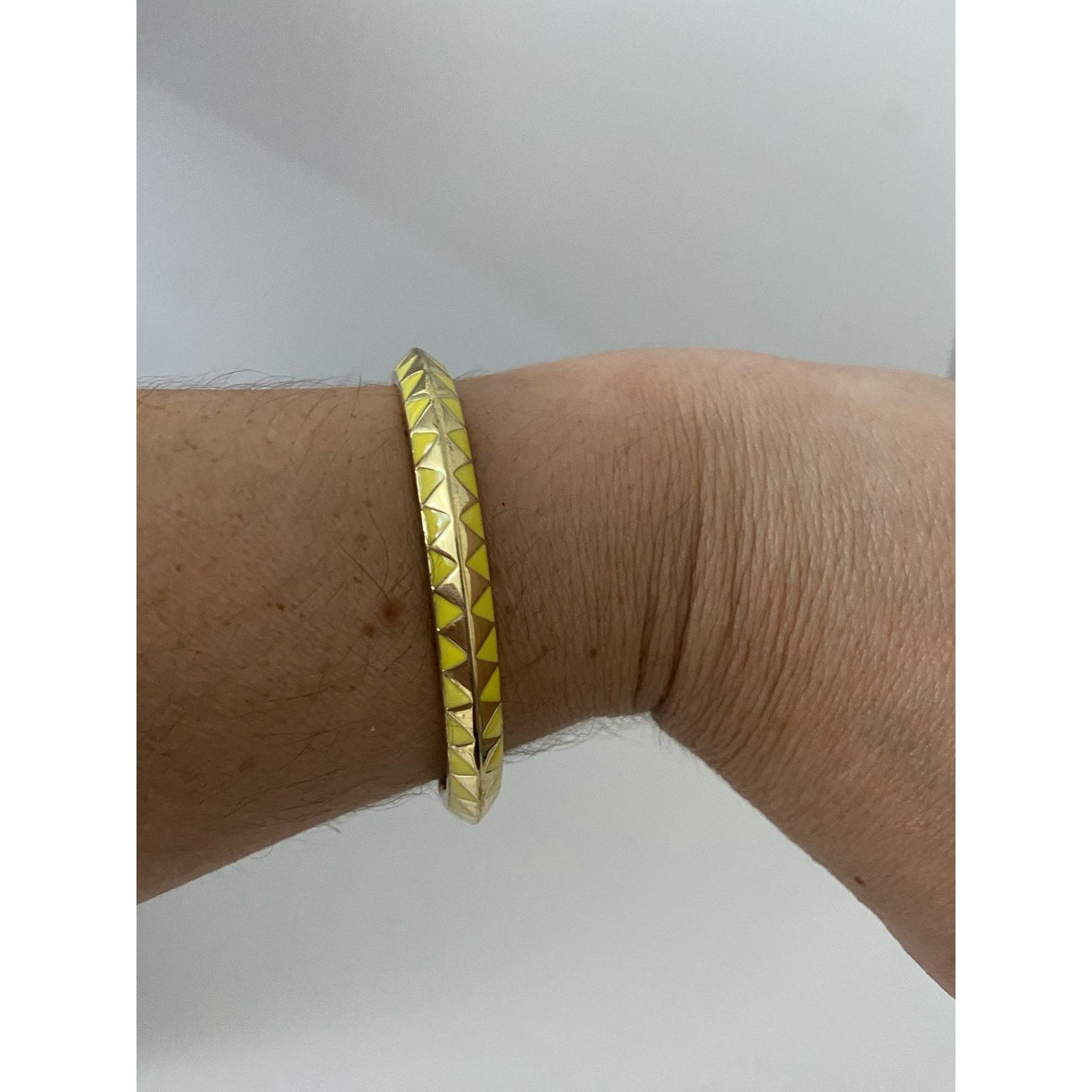 Generic Gold tone and yellow enamel slim cuff bracelet | Grailed