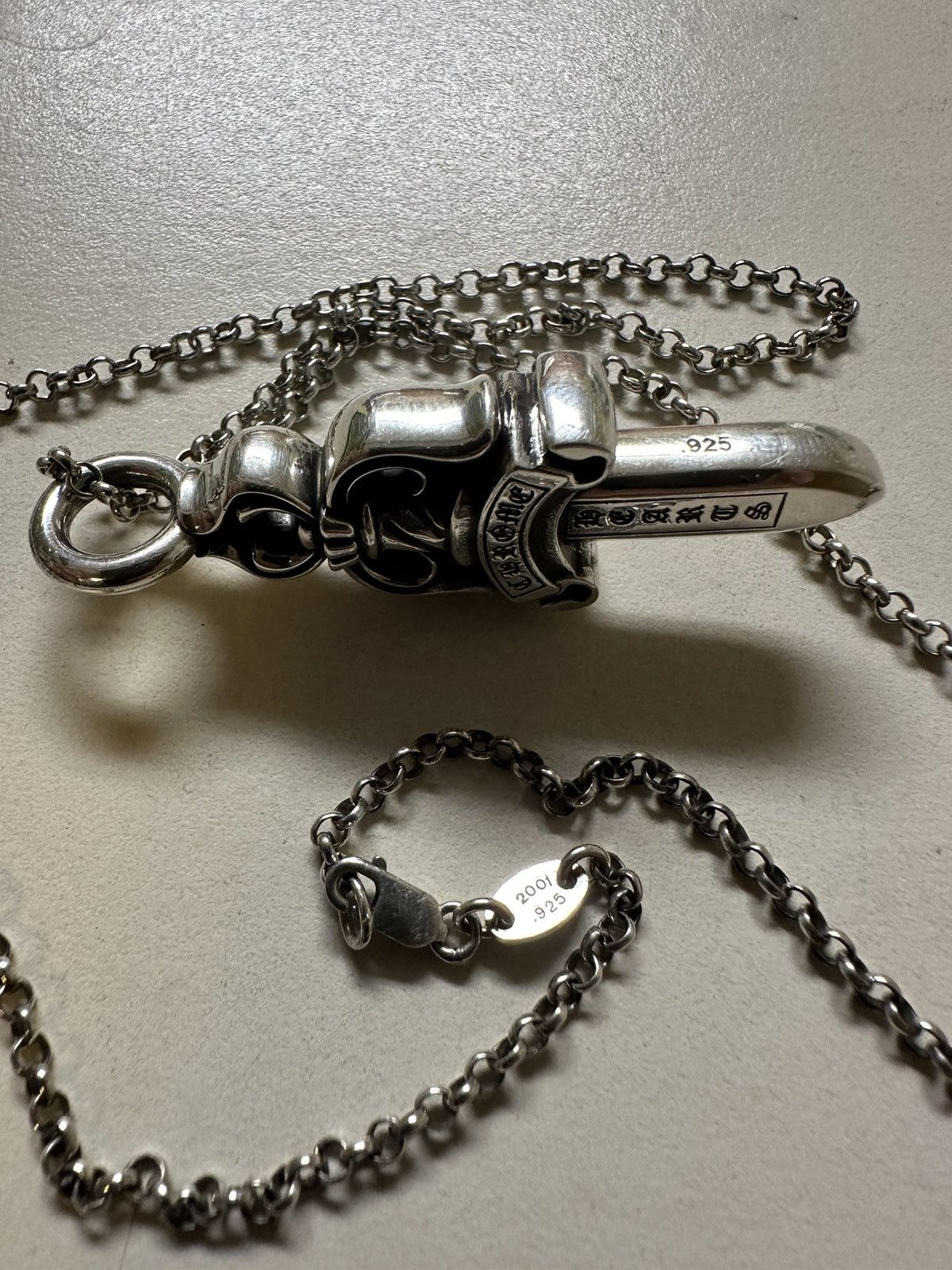 Chrome Hearts Chrome Hearts Double Dagger Pendant and Roll Chain | Grailed