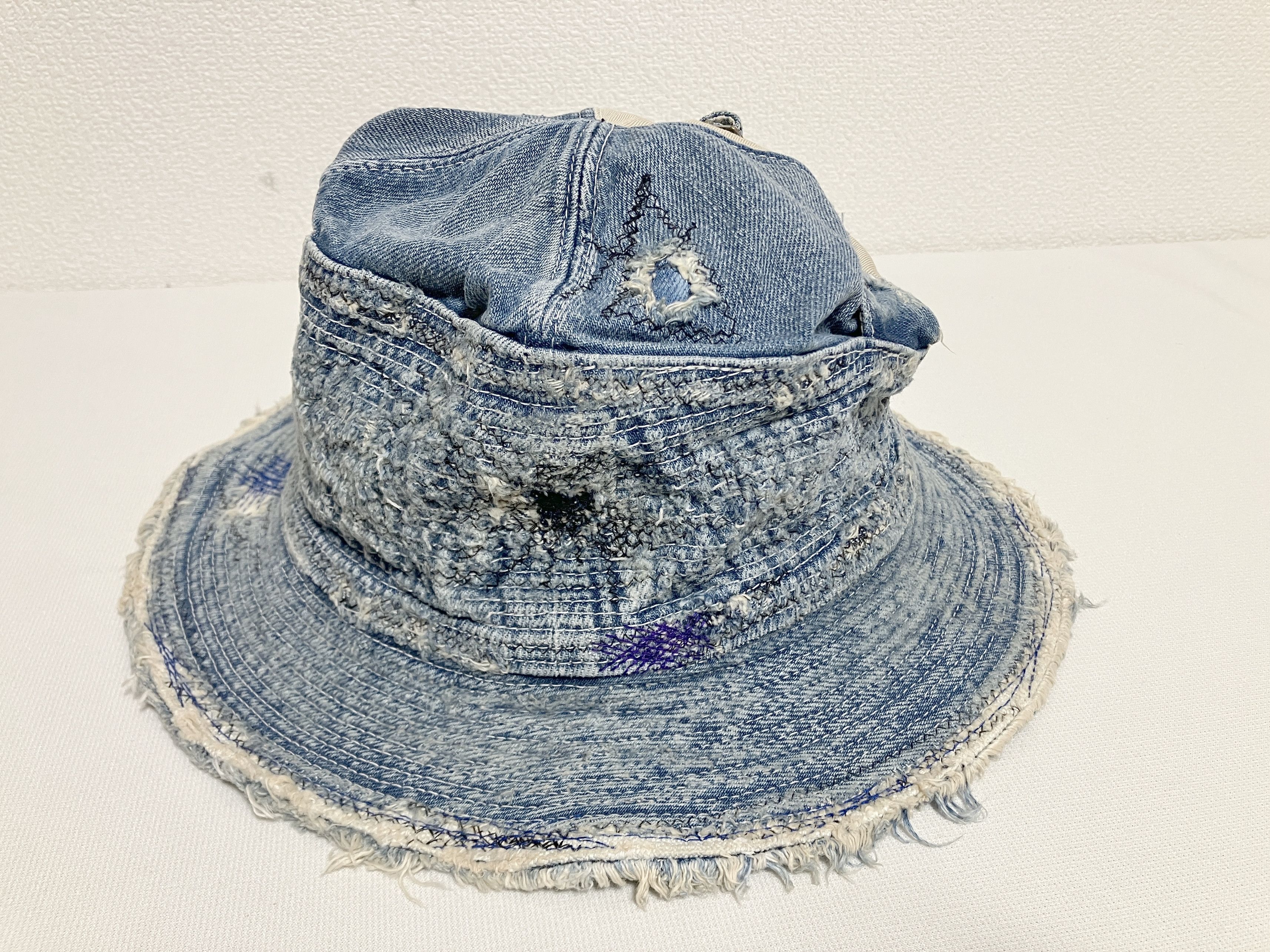 Kapital Kapital 11.5oz old man and the sea crash damage denim hat | Grailed