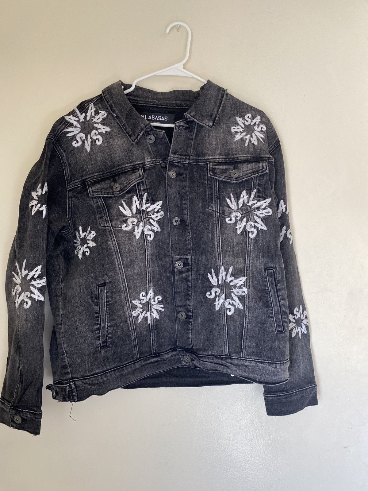 Valabasas Art Stacked flare denim look distressed coat | Grailed