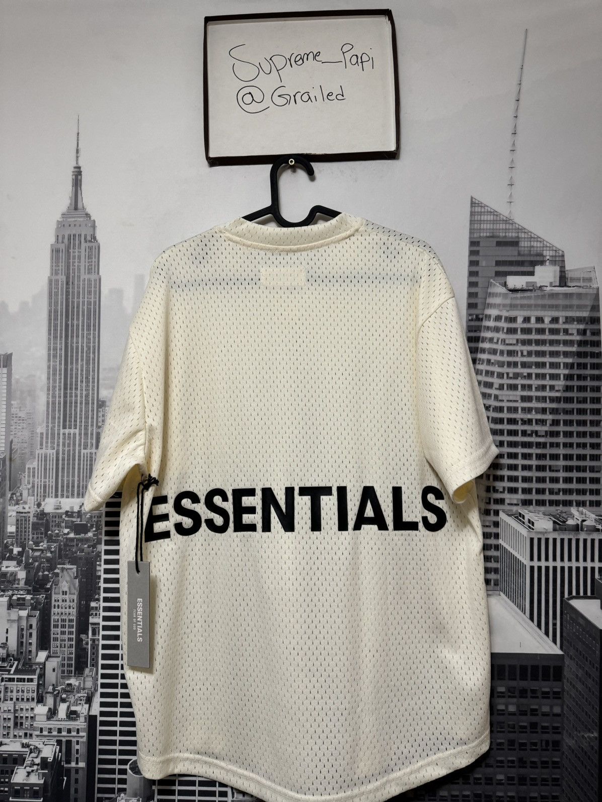 Fear of God 🔥 Fear of God Essentials Mesh T-Shirt Cream SZ XS | Grailed