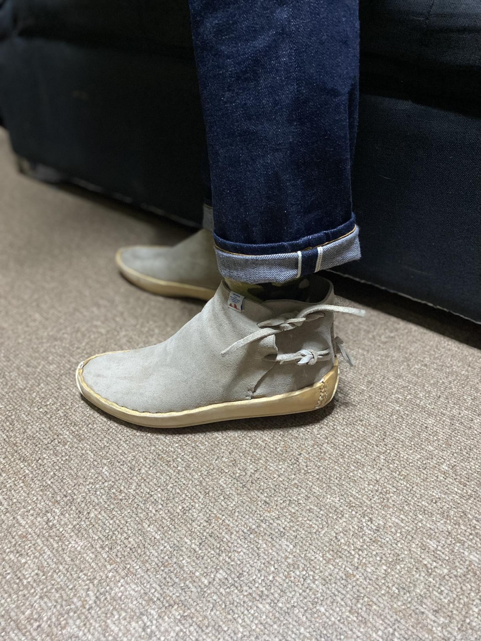 Visvim VISVIM GILA MOC MID FOLK SUEDE SHOES BEIGE | Grailed