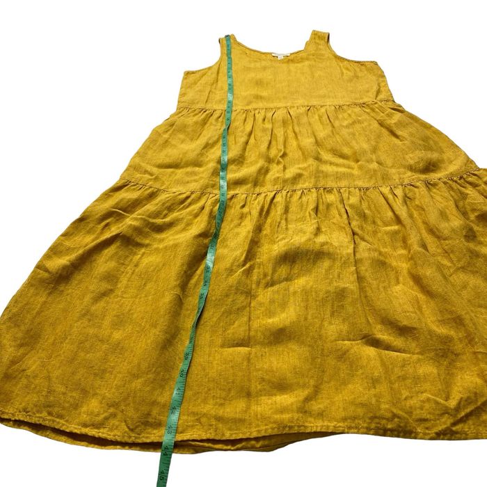 Eileen Fisher EILEEN FISHER Yellow Delave Linen Tiered Tank Dress Small ... Eileen Fisher EILEEN FISHER Yellow Delave Linen Tiered Tank Dress Small ...