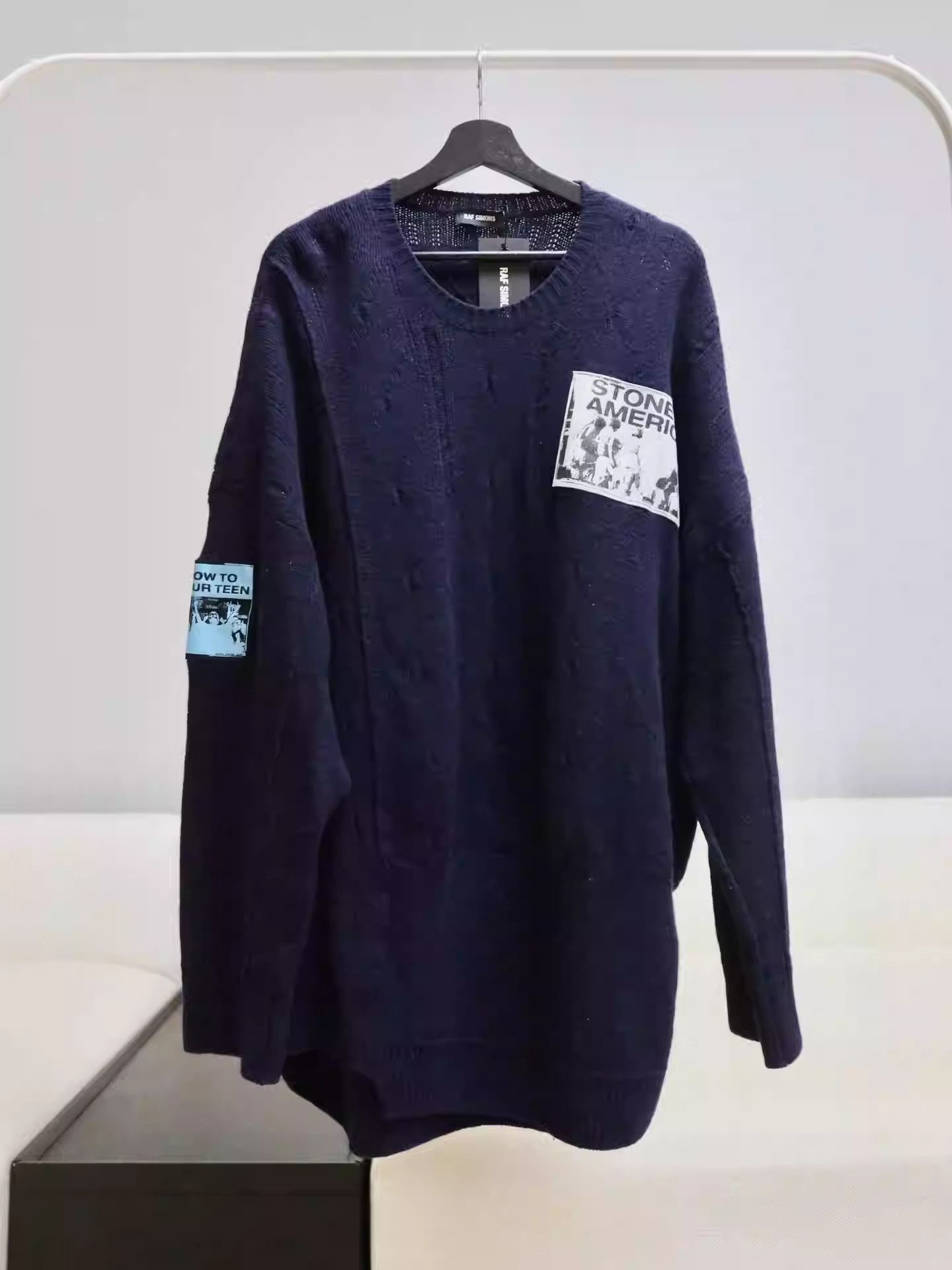 Raf Simons rafsimons navy blue silhouette sweater | Grailed
