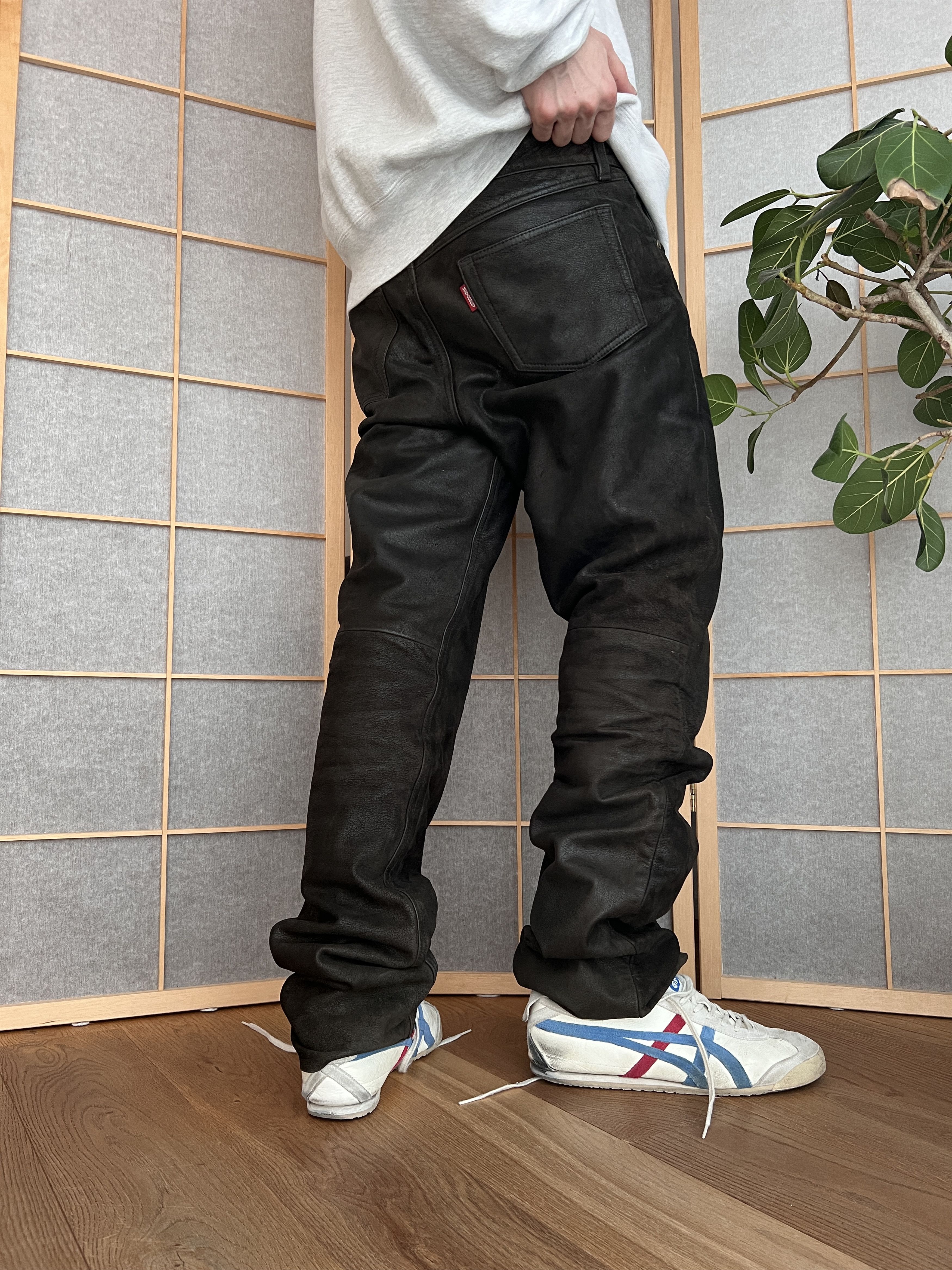 Genuine Leather × Vintage Vintage 90s faded leather pants opium cowboy ...