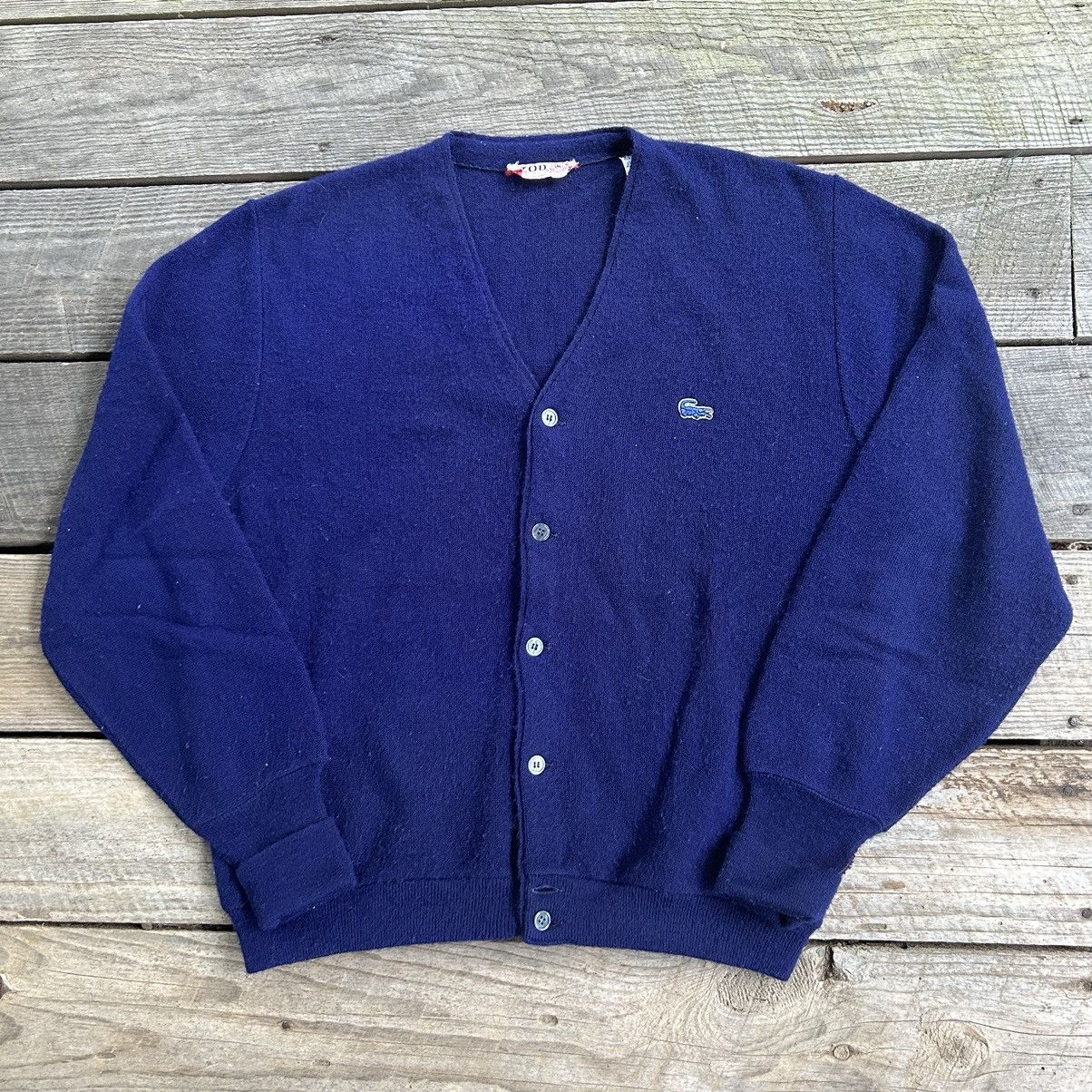 Izod × Lacoste × Vintage Vintage 70s Izod Lacoste Navy Cardigan Sweater | Grailed