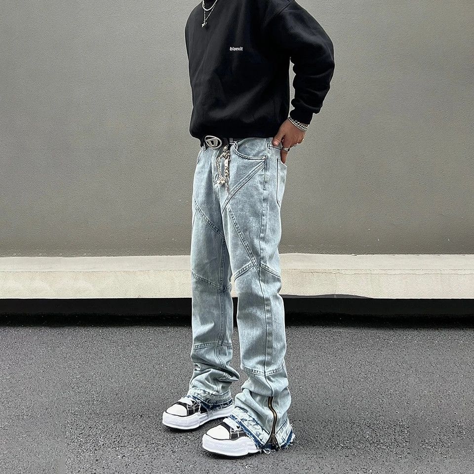 Distressed Denim × Jean × Streetwear Blue custom washed vanqueros ...