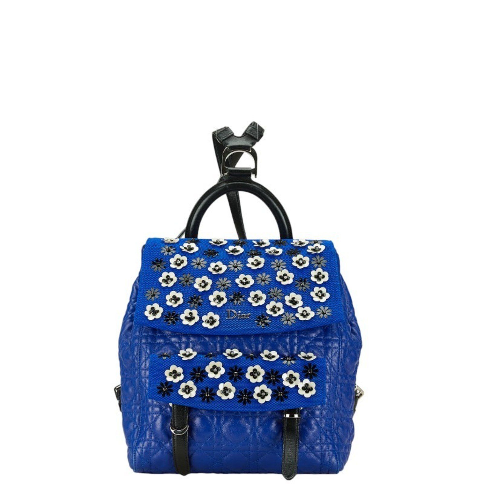 Dior Christian Dior Dior Cannage Stitch Backpack Blue Black Leather ...