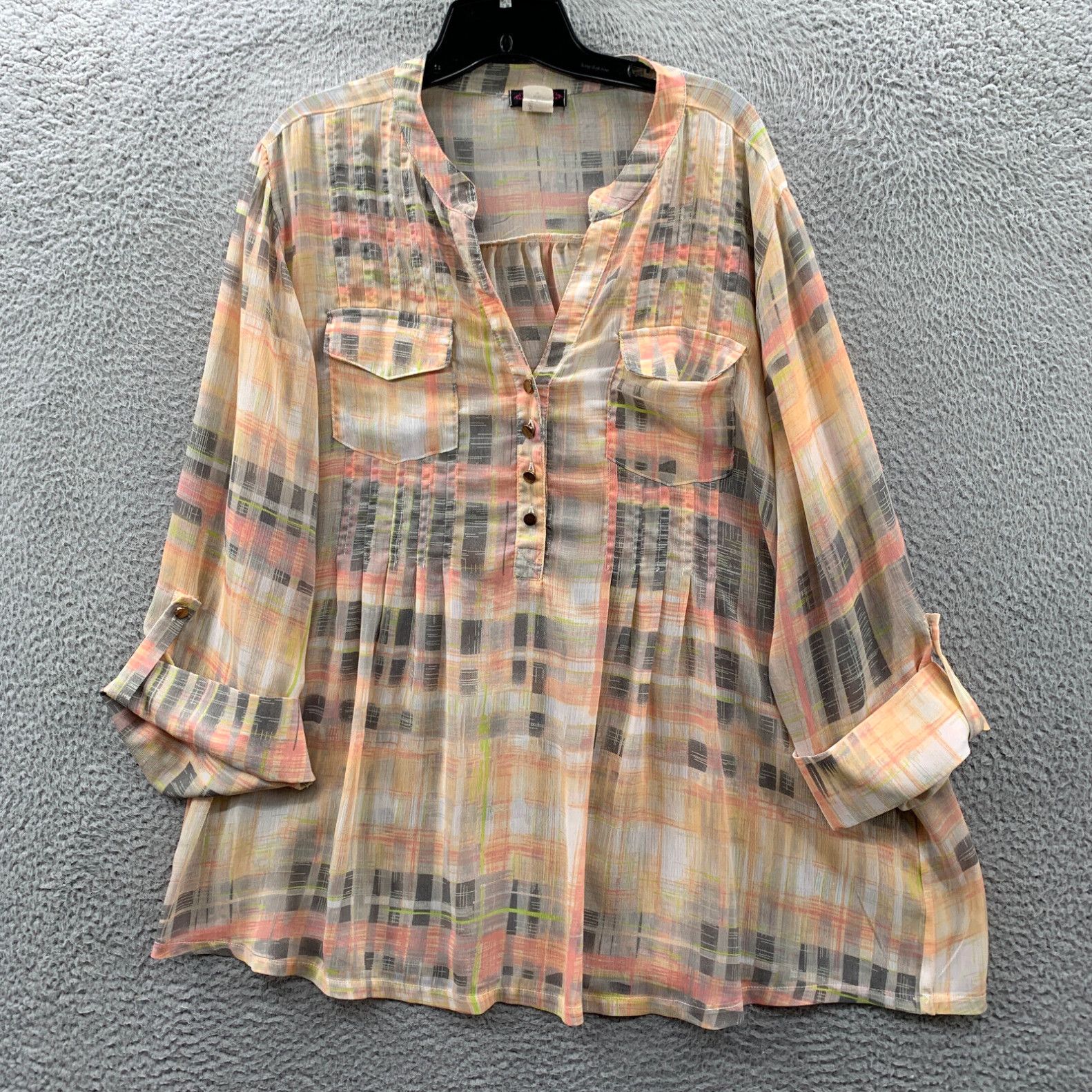 Vintage COCOMO Blouse Womens 3X Top 3/4 Sleeve Sheer | Grailed