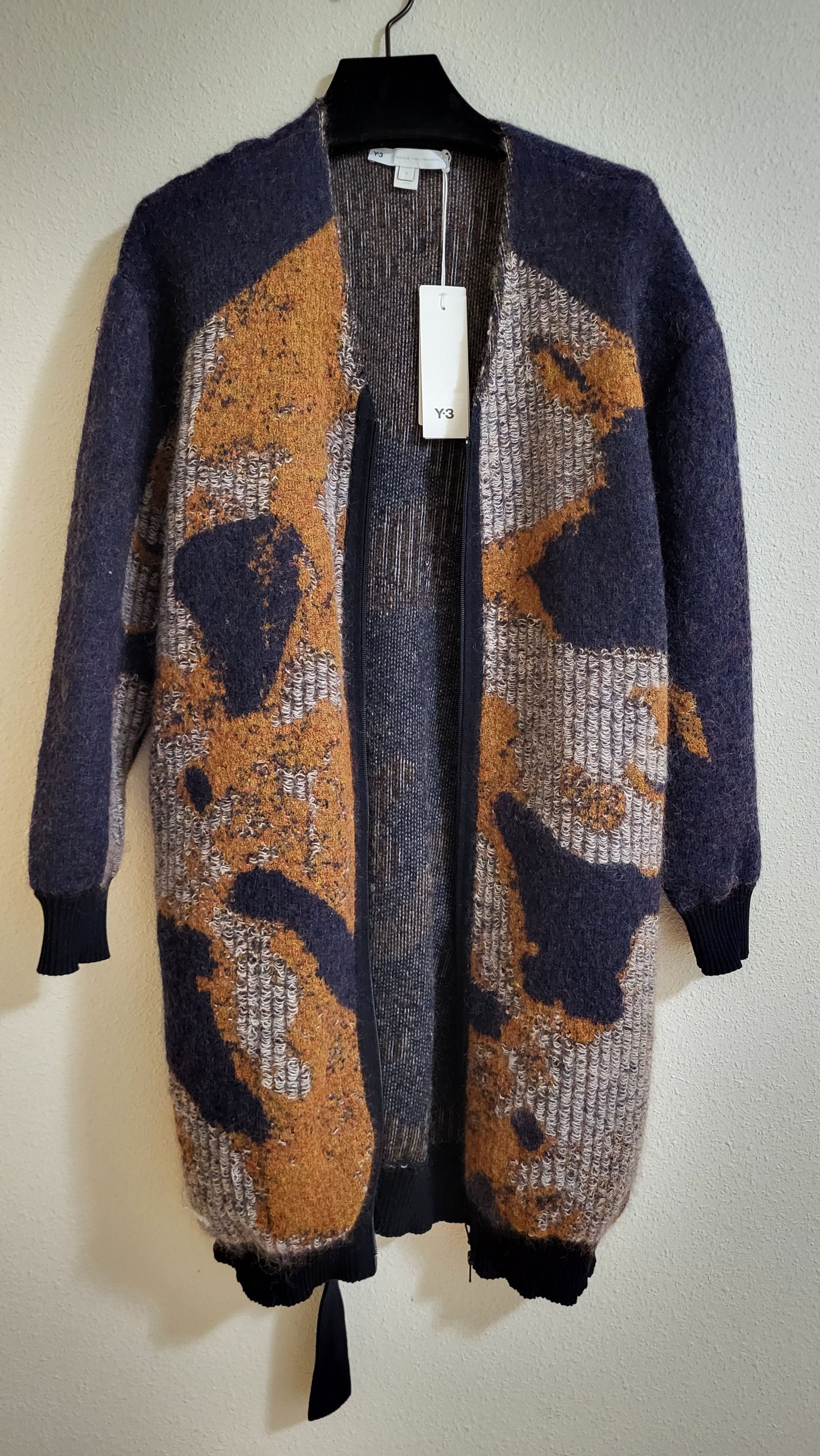 Y-3 × Yohji Yamamoto Tonal Camo Wool Mohair Knit Cardigan | Grailed