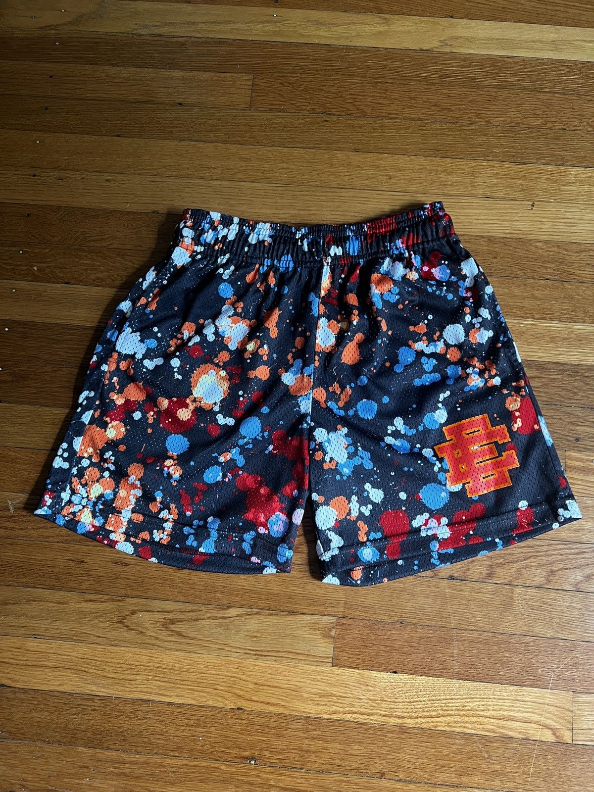 Eric Emanuel Basic Short Paint Splatter Black Small | Grailed