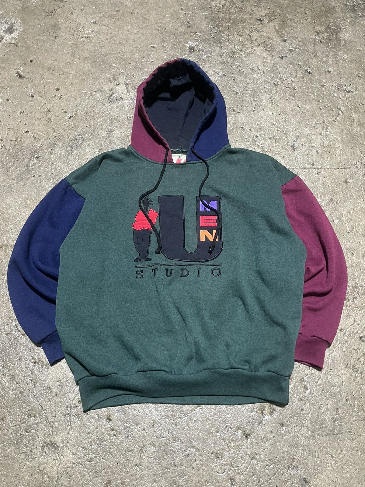 Fubu × Jnco × Vintage VINTAGE 90s UMEN STUDIO COLORBLOCK HOODIE SKATER ...