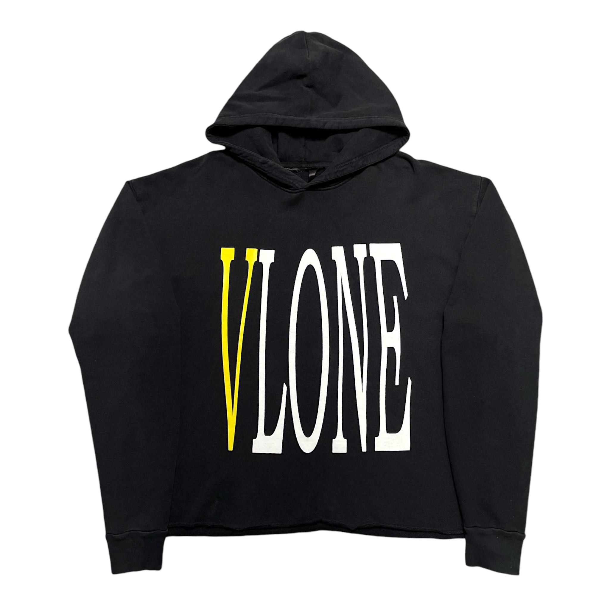 Vlone Staple Logo Hooded Sweatshirt Black Yellow | Grailed