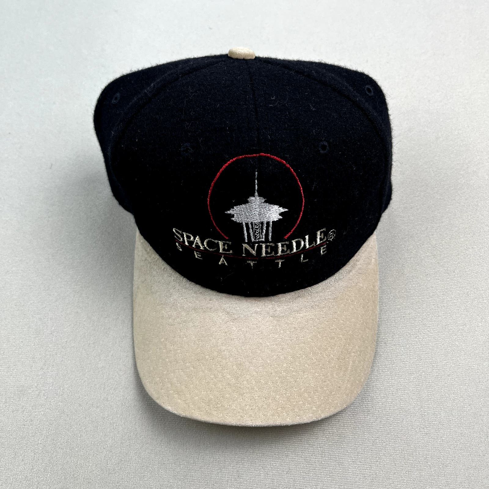 Vintage Vintage Space Needle Hat Cap Black Cream Seattle City 90s | Grailed