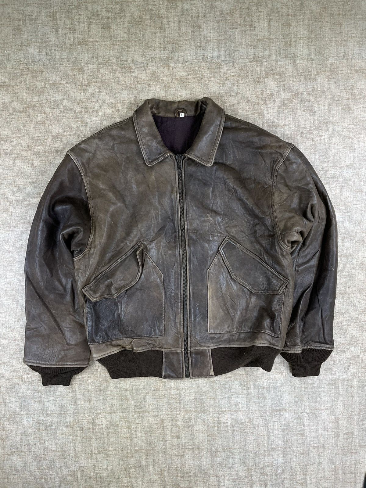 Archival Clothing × Leather Jacket × Vintage Vintage Acid Wash Brown ...