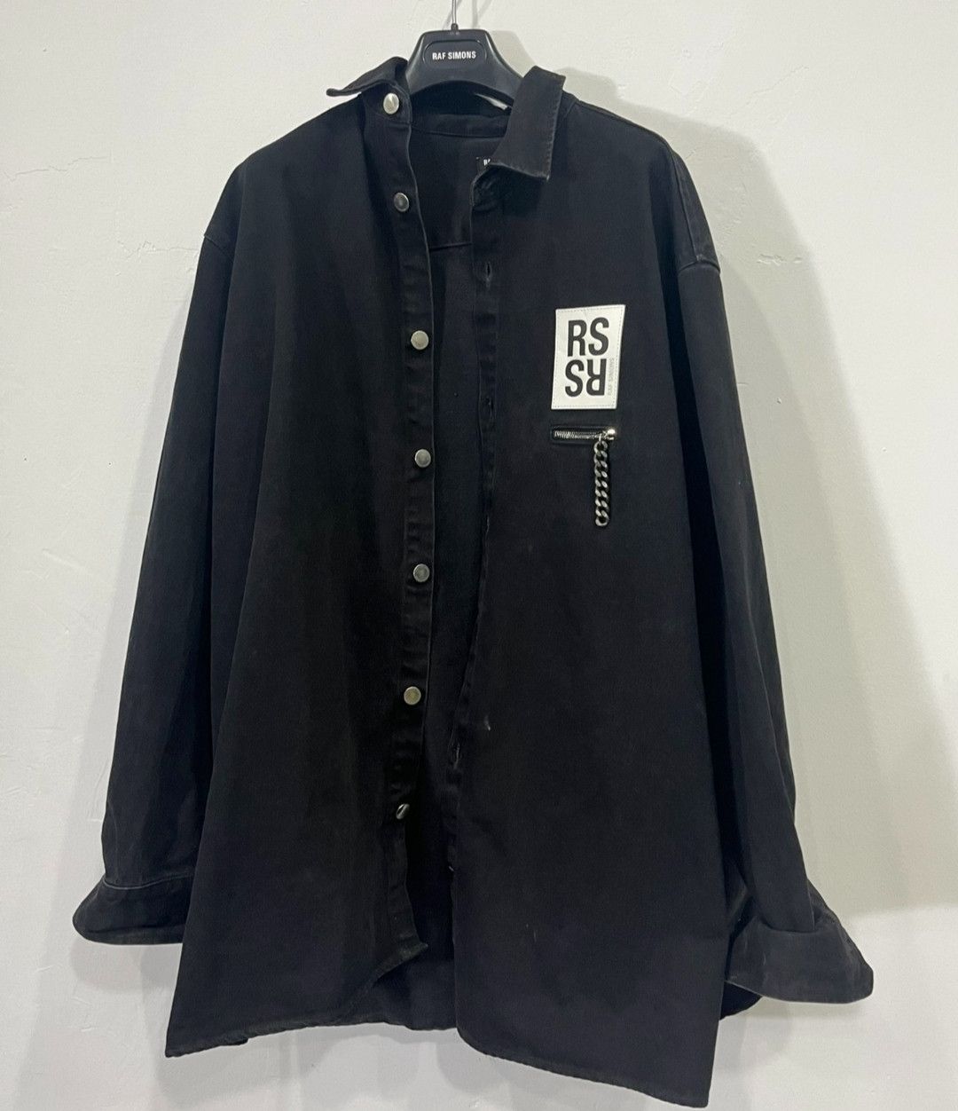 Raf Simons Raf Simons 20aw Zippered Leather Tag Silhouette Denim Jacket | Grailed