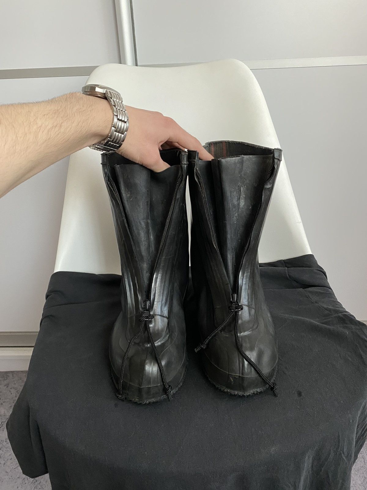 Vintage Rick Owens Style Combat Waterproof Boots | Grailed