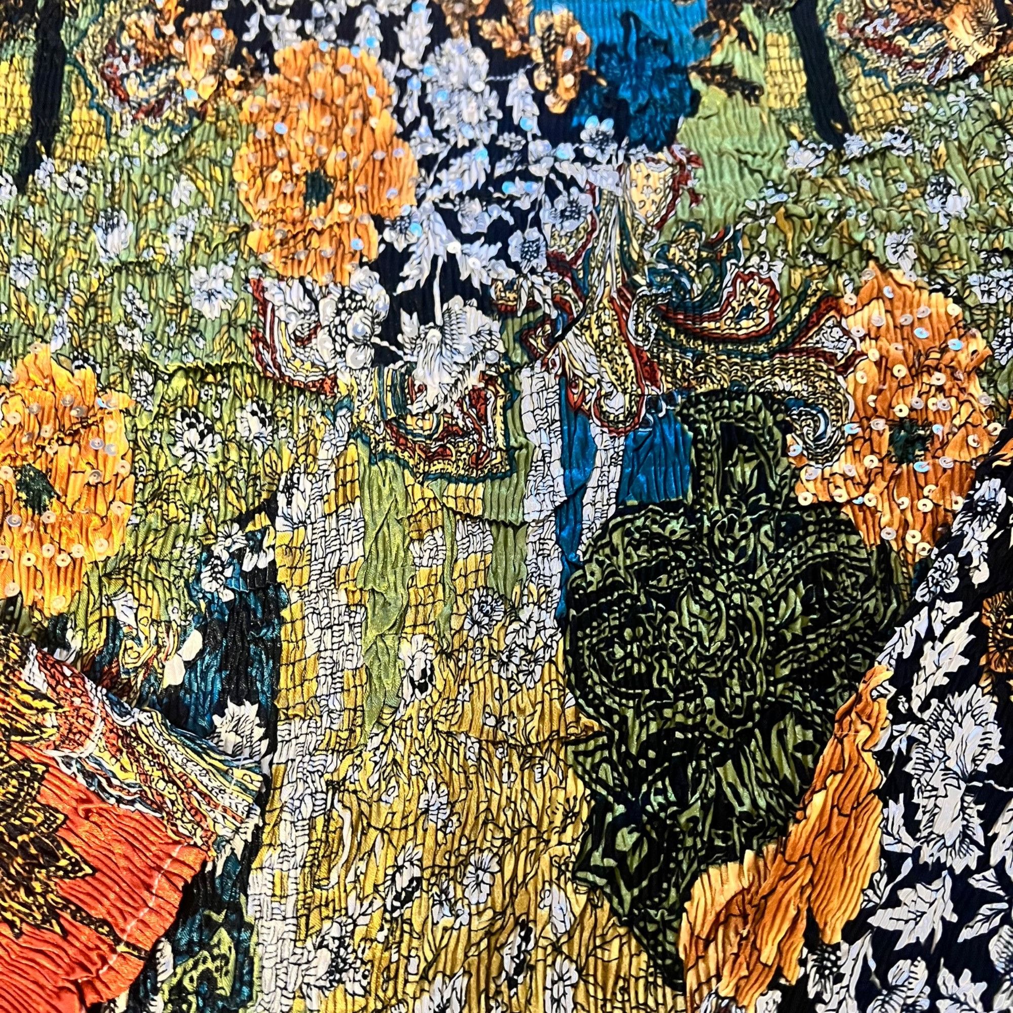 Vintage Alberto Makali Art To Wear Embellished Abstract Floral Scrun ...